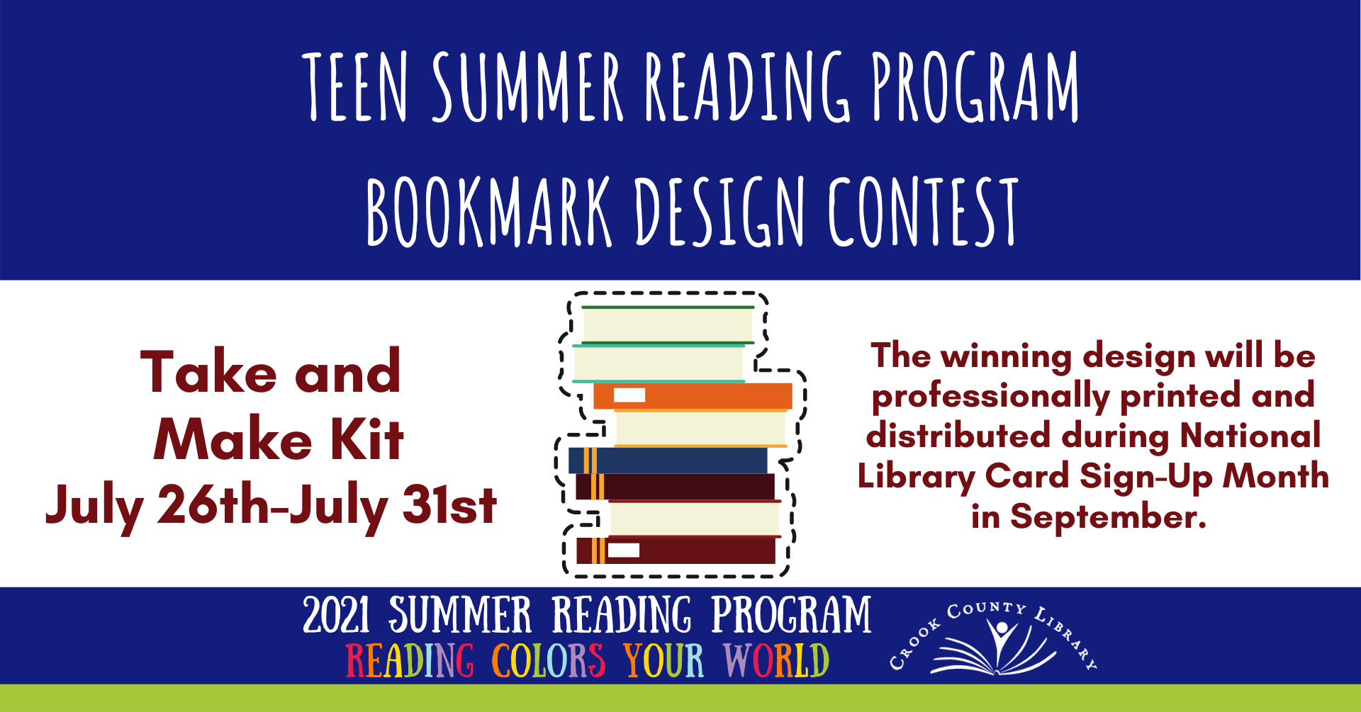 2021 Teen Summer Reading Program: Bookmark Design Contest Take and Make ...