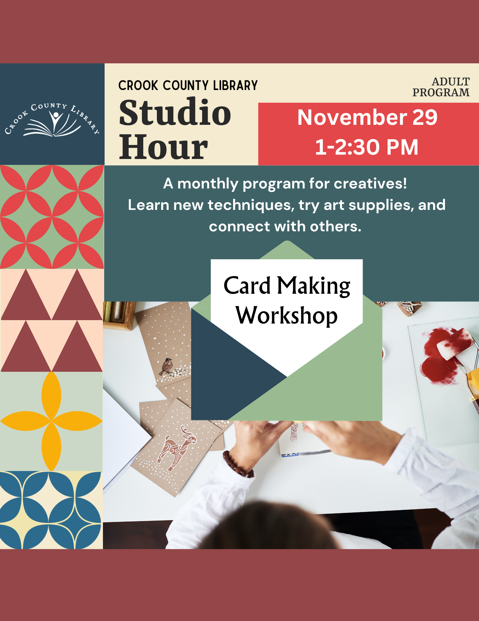 Adult Program: Studio Hour: Holiday Card Making Workshop | Crook County ...