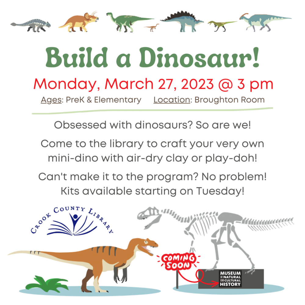 Children's Program: Build a Dinosaur | Crook County Oregon