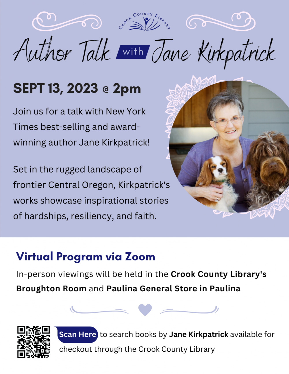 Adult Program: Author Talk with Jane Kirkpatrick (Virtual) | Crook ...